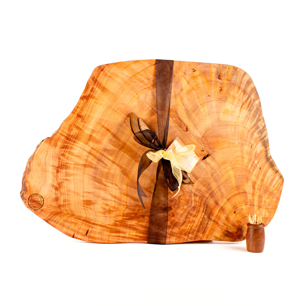 Macrocarpa Rustic Natural Edge Board and Knife Set | Woodzone NZ Made ...
